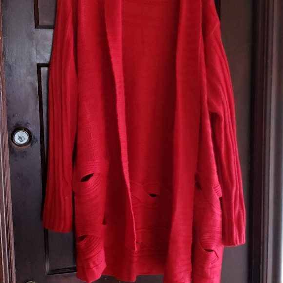 Ashley Stewart | Sweaters | Red Open Cardigan Sweater | Poshmark